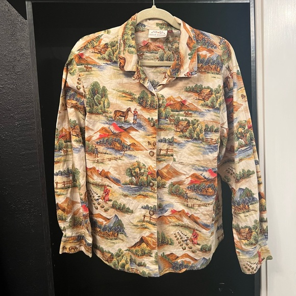 Susan Bristol | Tops | 9s Western Shirt Vintage Horses Susan Bristol ...